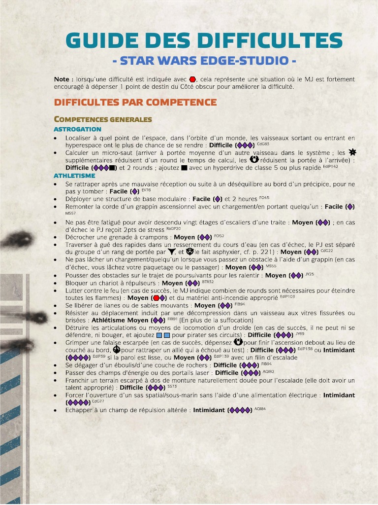 Guide Des Difficultés À Star Wars v1.05 | PDF