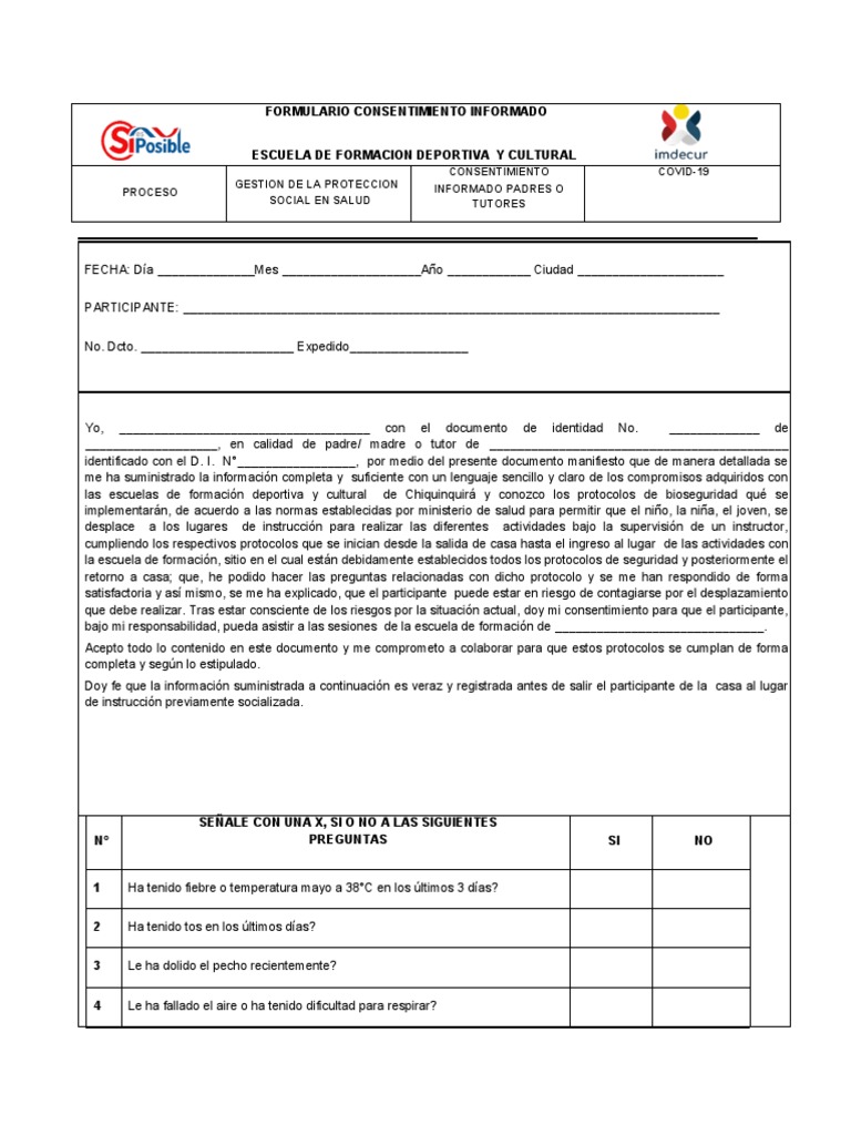 Consentimiento Informados | PDF | Medicina CLINICA