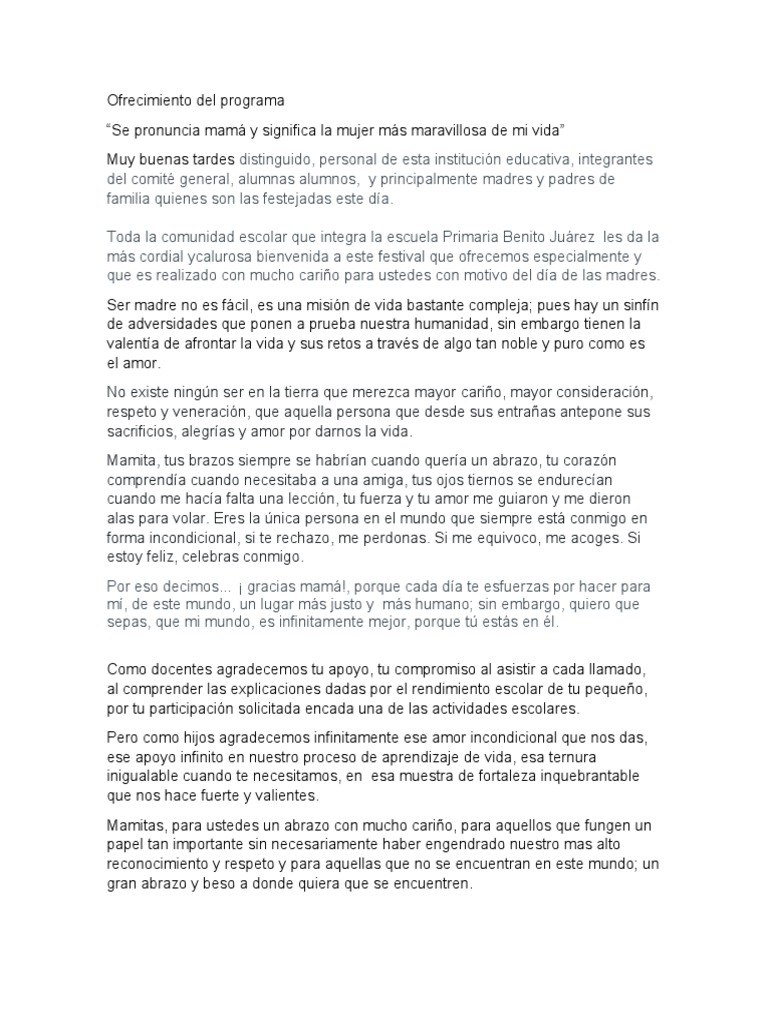 Ofrecimiento Del Programa Pdf