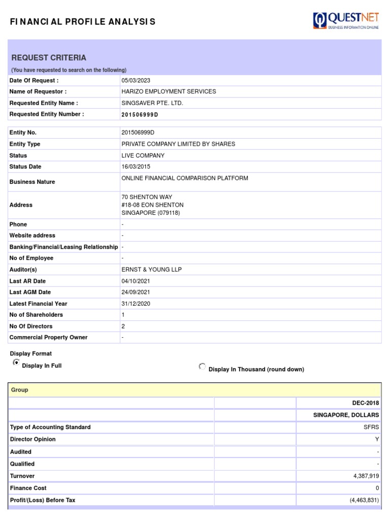 SIngsaver Financials 2016 To 2020 | PDF