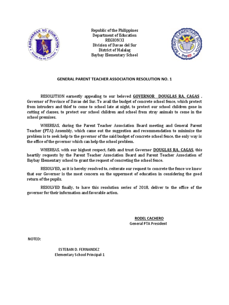 Resolution Pta 2018 | PDF