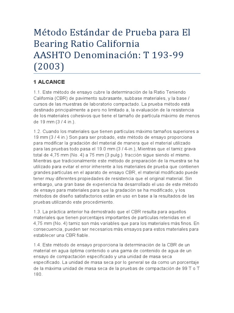 Método AASHTO T 193 para CBR | PDF