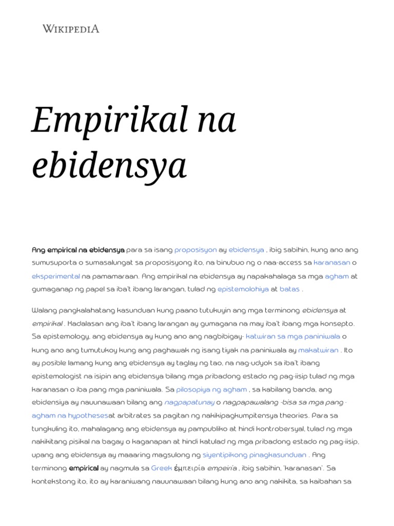 Empirikal na ebidensya - Wikipedia | PDF
