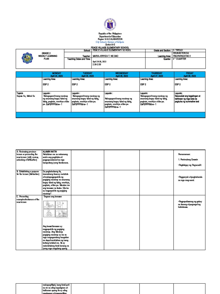 Promoting Responsible Resource Management: A Weekly Lesson Plan on ...