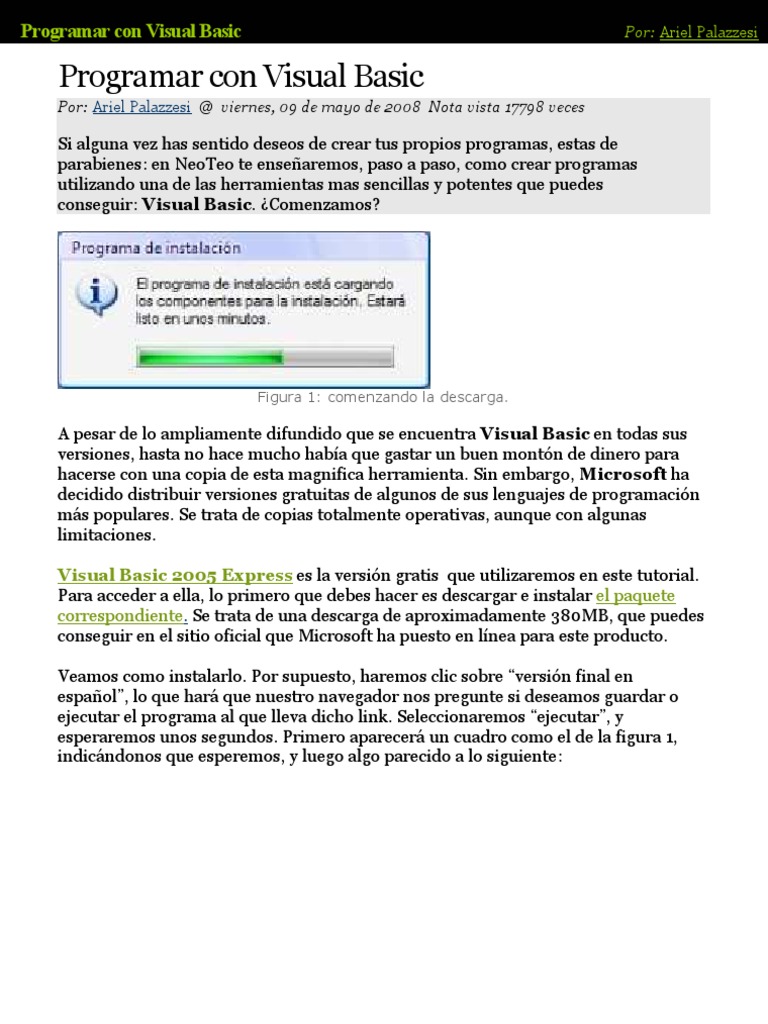 Programar Con Visual Basic | PDF | Básico | Lenguaje de programación