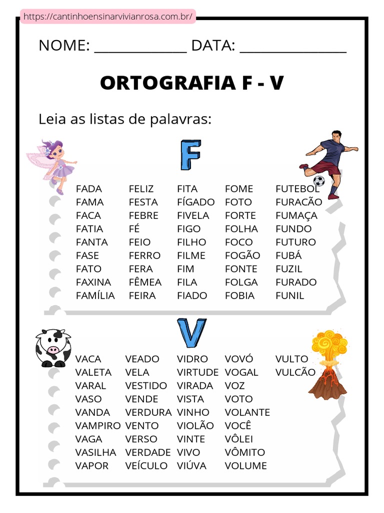 Atividades Ortografia FV | PDF