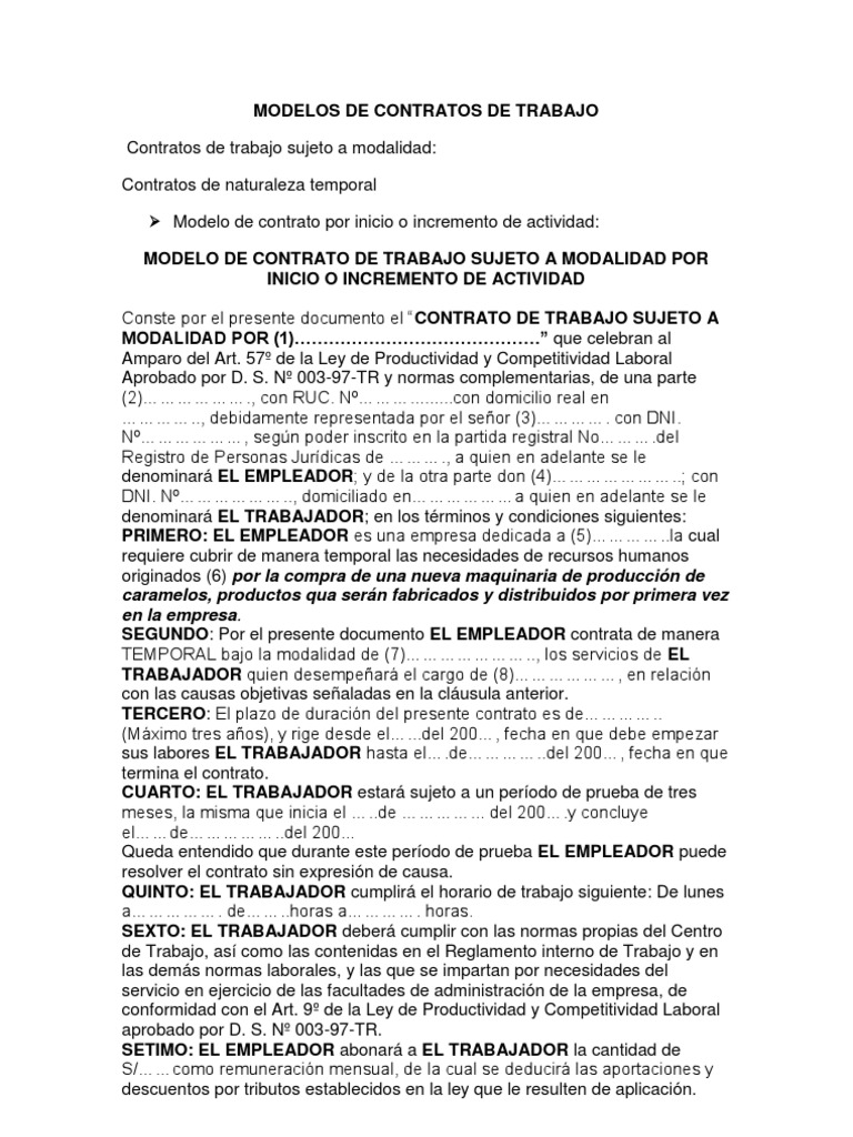 Modelos de Contratos de Trabajo | PDF | Derecho laboral | Liquidación