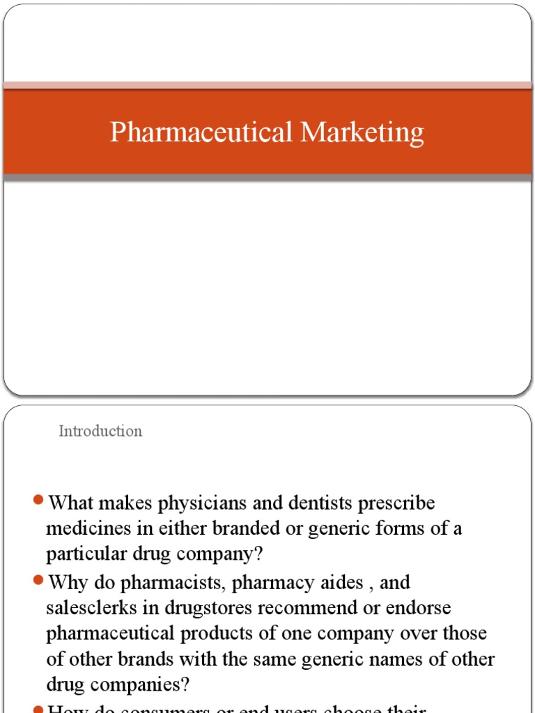 Overview of Pharmaceutical Marketing | PDF | Pharmacy | Generic Drug