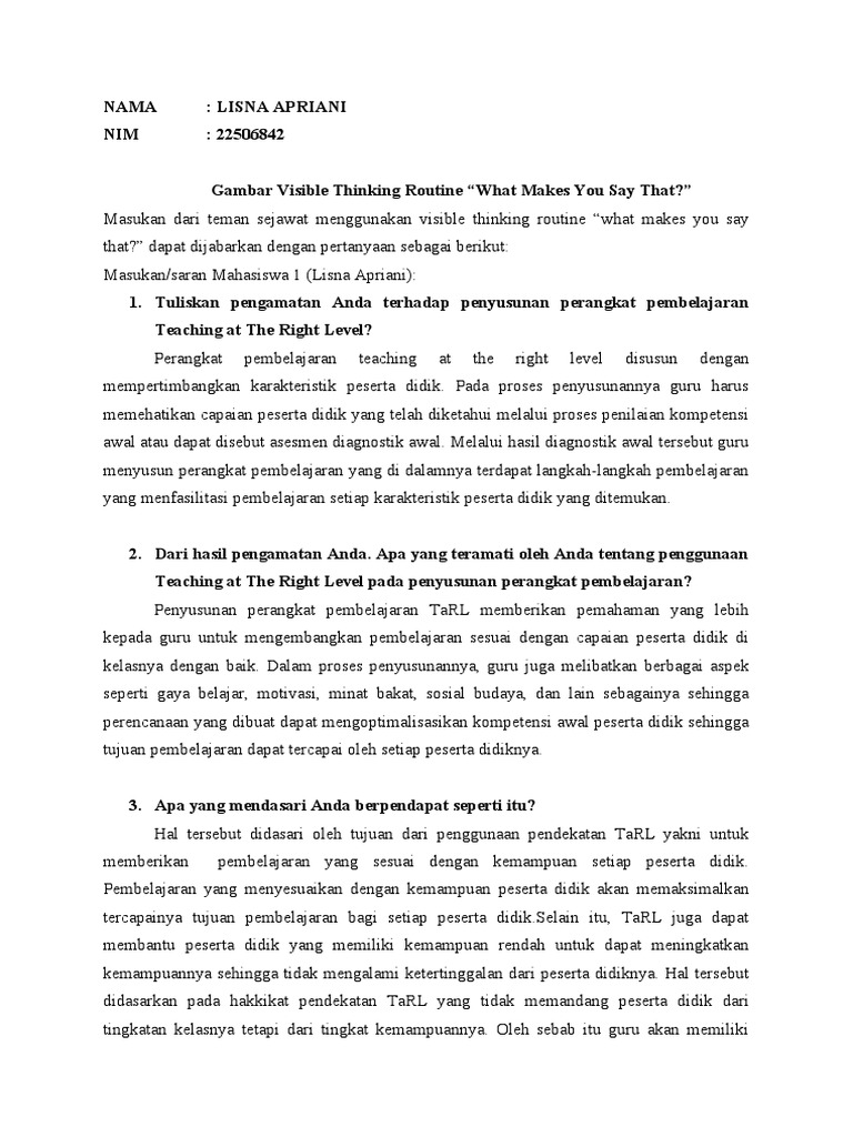 Gambar Visible Thinking Routine - LISNA APRIANI | PDF