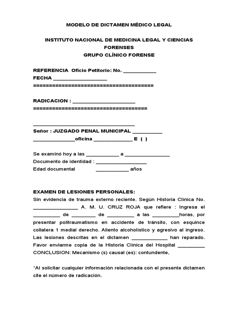 Dictamen Medico Legal | PDF