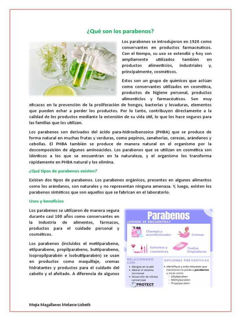 Parabenos: Usos y Tipos Esenciales | PDF | Alimentos | Productos cosméticos