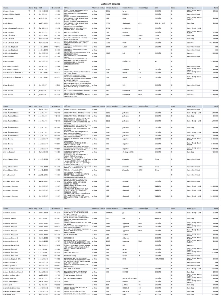 Active Warrants | PDF