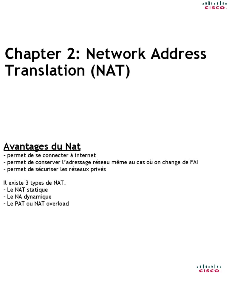 Chapter 2 Network Address Translation (NAT) | PDF | Technologie numérique | Réseau informatique