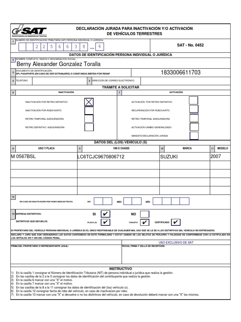 Inactivación y Activación de Vehículos | PDF