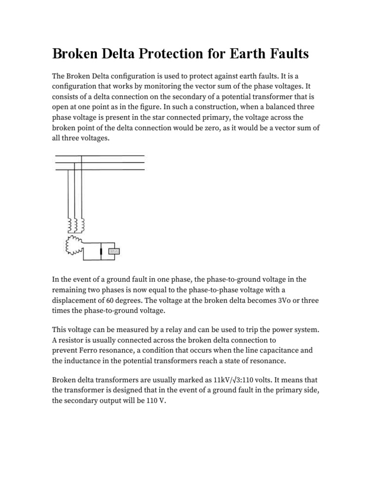 Broken Delta Protection For Earth Faults | PDF