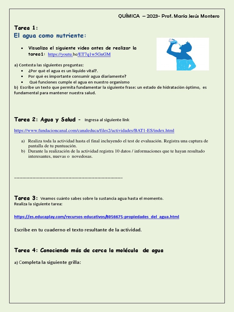 El Agua Importancia y Propiedades. 2023 | PDF | Agua | Propiedades del agua