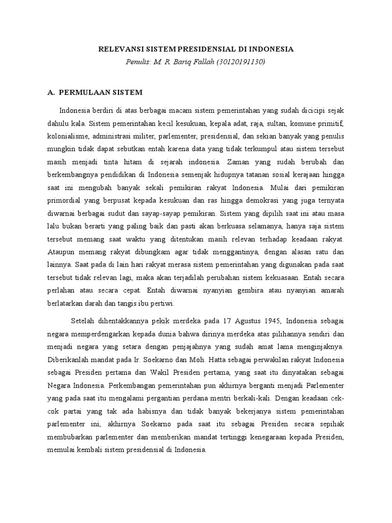 Relevansi Sistem Presidensial Di Indonesia Pdf 