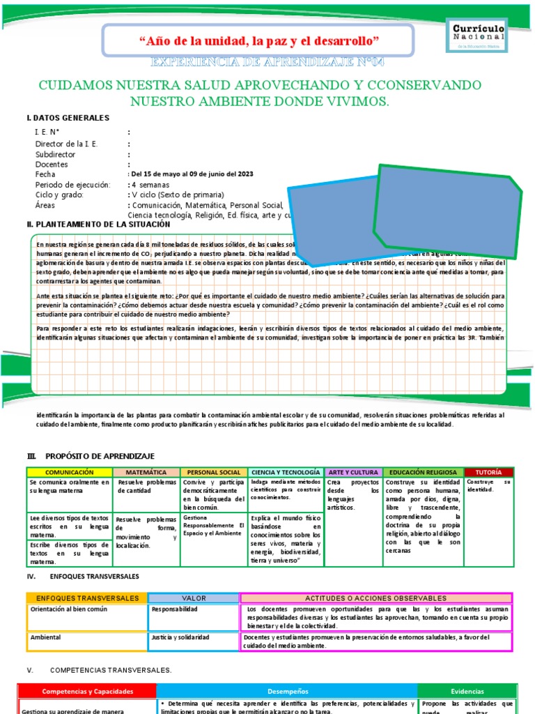 6° EXPERIENCIA DE APRENDIZAJE N°4 | PDF | Números | Aprendizaje