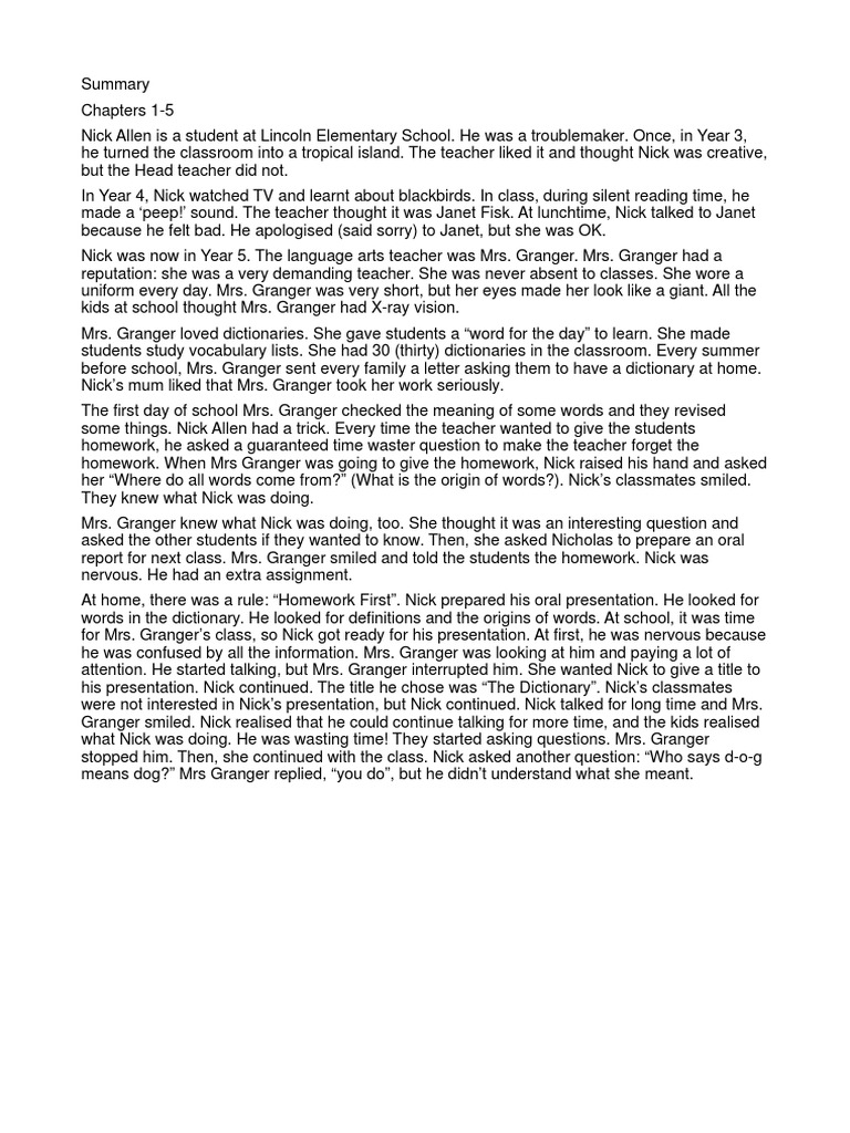 Summary Frindle | PDF