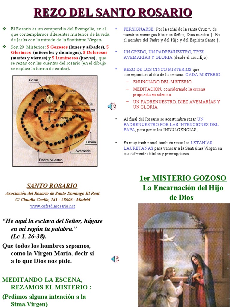 Rezo del Santo Rosario y Misterios | PDF | Rosario | María, madre de Jesús