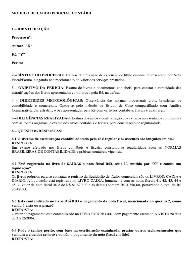 Modelo de Laudo Pericial | PDF