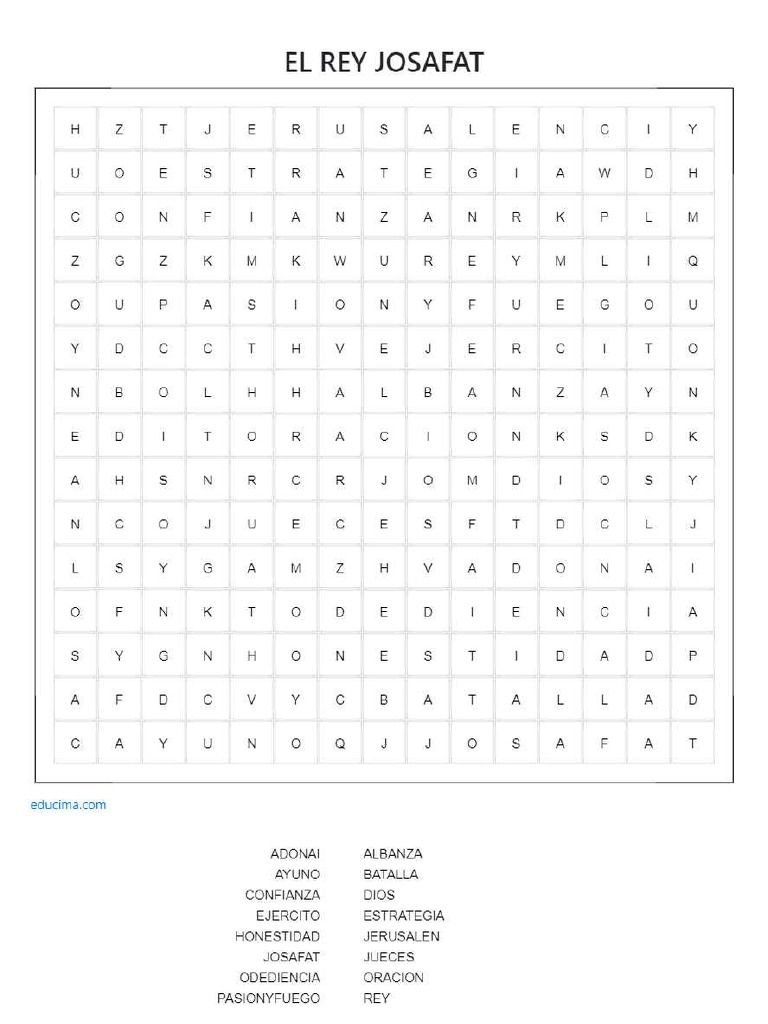 El Rey Josafat Clase Infantil Sopa de Letras | PDF