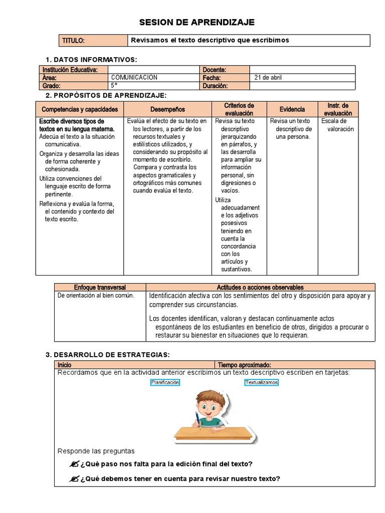 Revisamos Un Texto Descriptivos de Una Persona | PDF