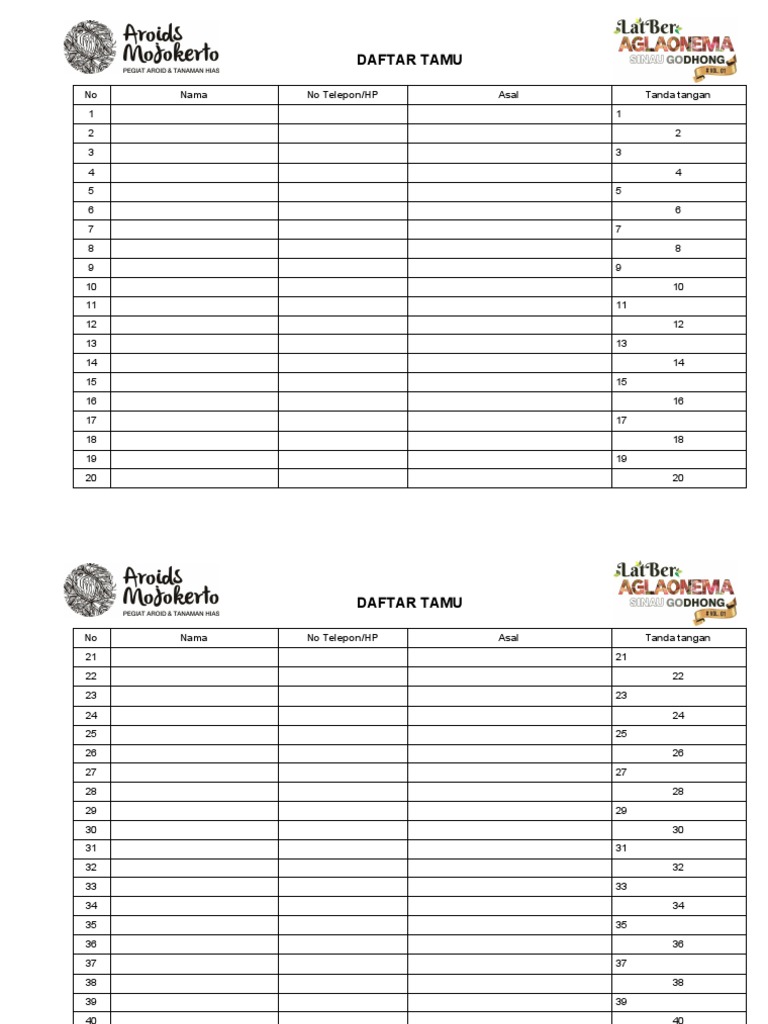 Daftar Tamu | PDF