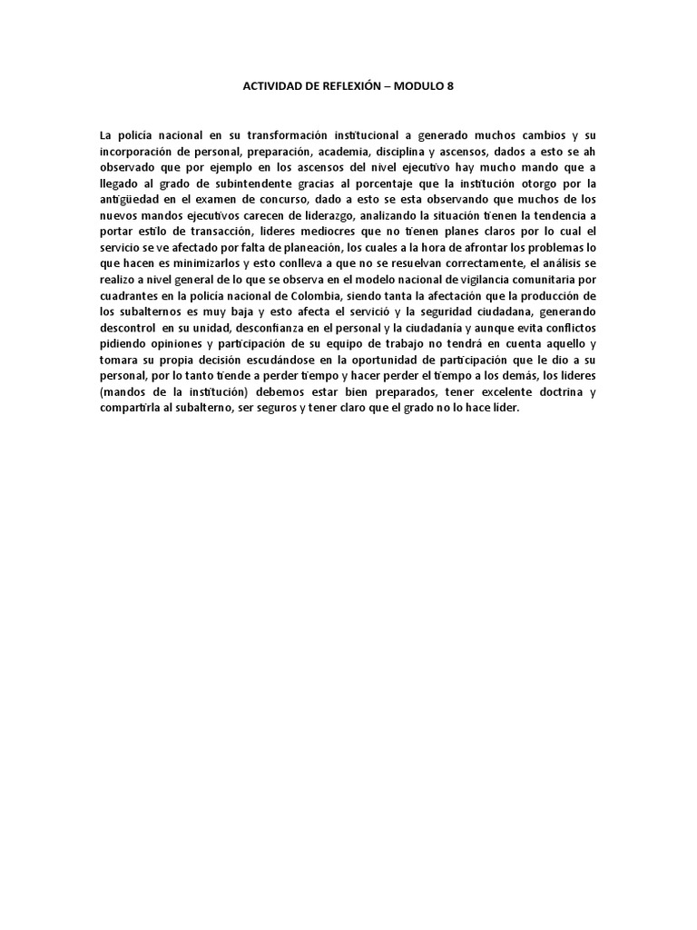 Actividad de Reflexión - Modulo 8 | PDF