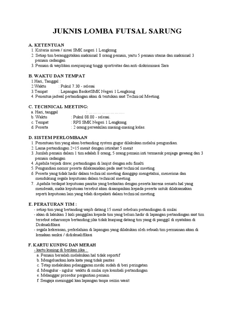 Juknis Lomba Futsal | PDF