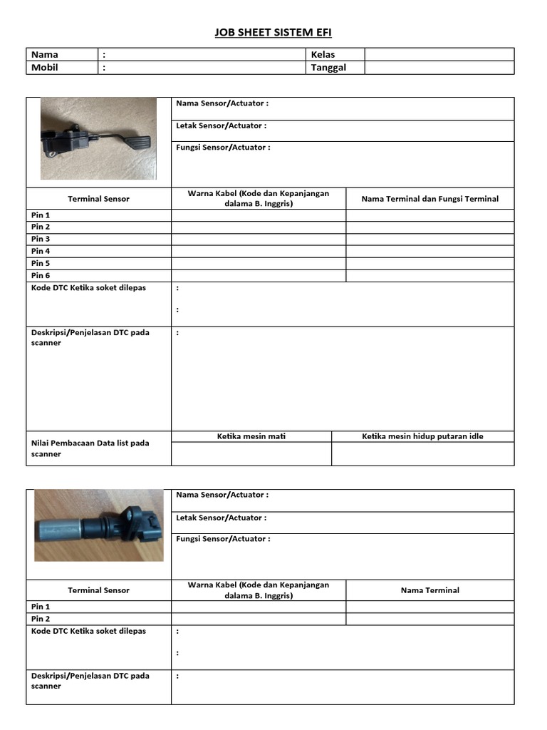 Job Sheet Sistem Efi | PDF