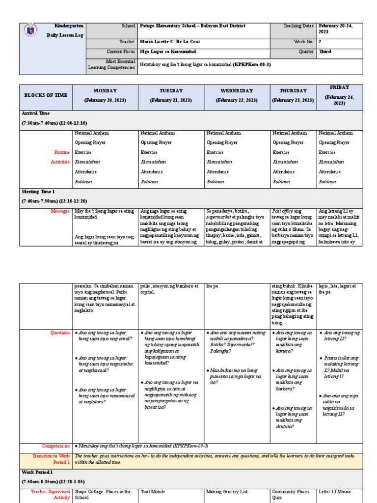Kindergarten DLL MELC Q3 Week 2 | PDF