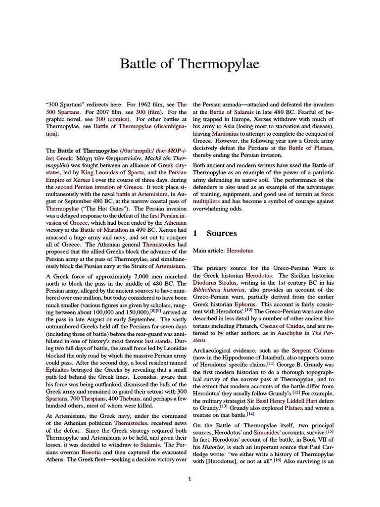 Overview of the Battle of Thermopylae | PDF | History