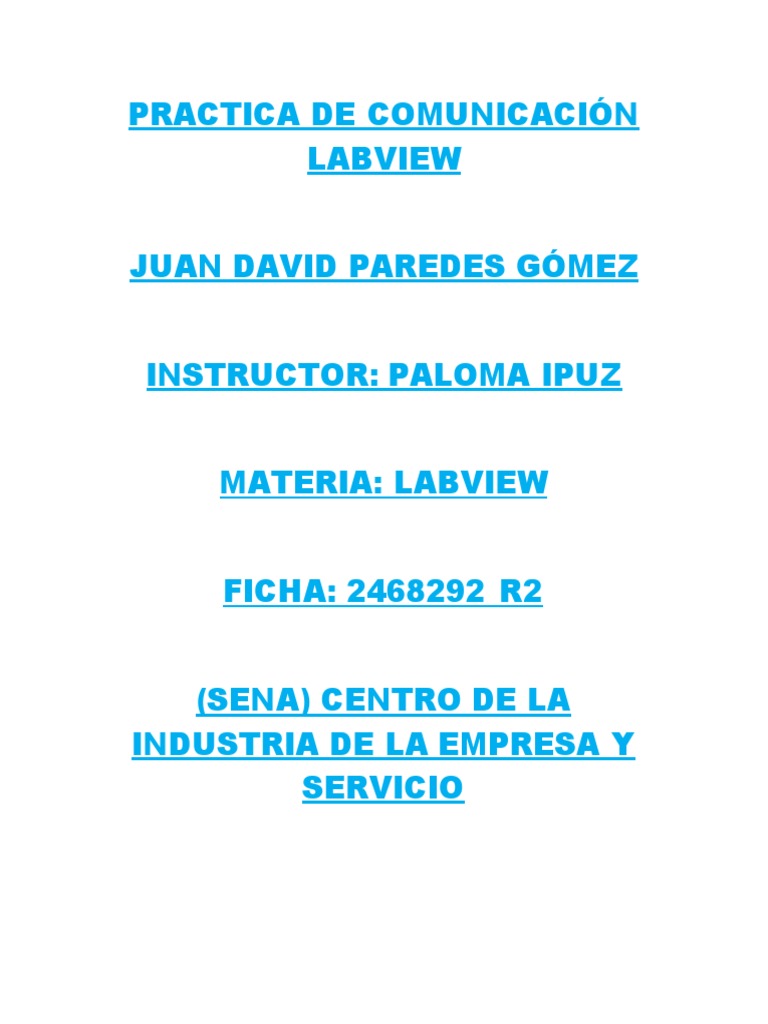 Practica Comunicacion Labview - Juan David Paredes Gómez | PDF | Arduino | Arquitectura de ...