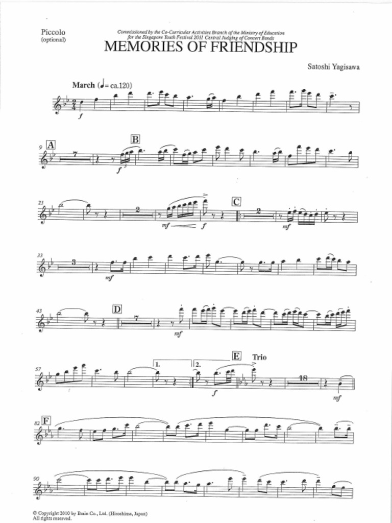 Memories of Friendship 01 Flute, Piccolo | PDF