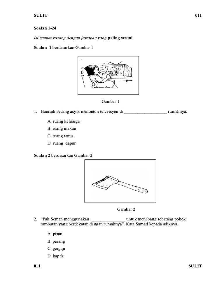 Ujian Akhir Tahun KSSR Tahun 4 Bahasa Melayu Pemahaman Set4 | PDF
