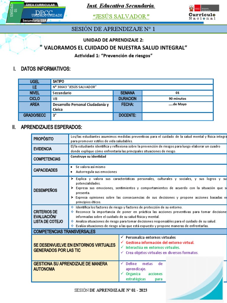 3º DPCC Ses 1 Uni 2 | PDF | Aprendizaje | Maestros