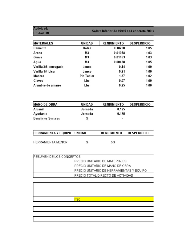 Ejemplo de Ficha de Costos | PDF | Diseño arquitectonico | Arquitectura