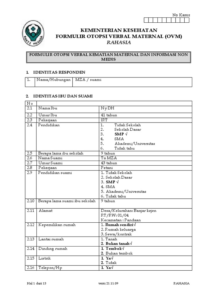 Formulir OVM (Revisi 20100524) | PDF