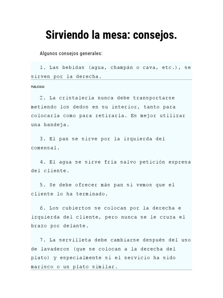 Cómo Servir Una Mesa | PDF