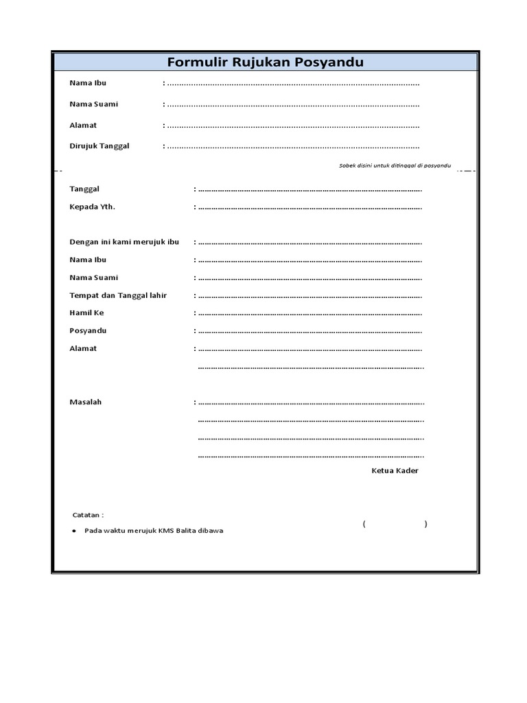 Formulir Rujukan Posyandu | PDF