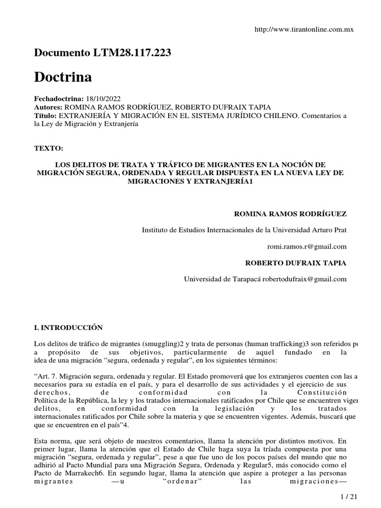 Doctrina: Documento LTM28.117.223 | PDF | Migración humana | Derecho penal