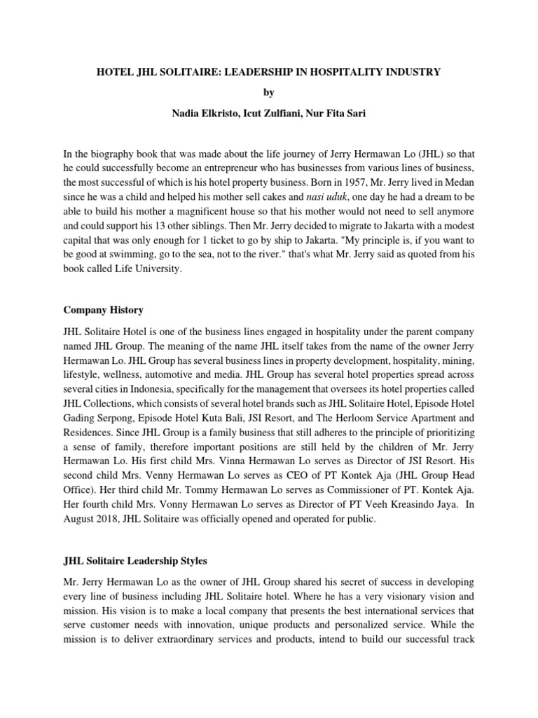 Leadership at JHL Solitaire | PDF | Mentorship | Cognition