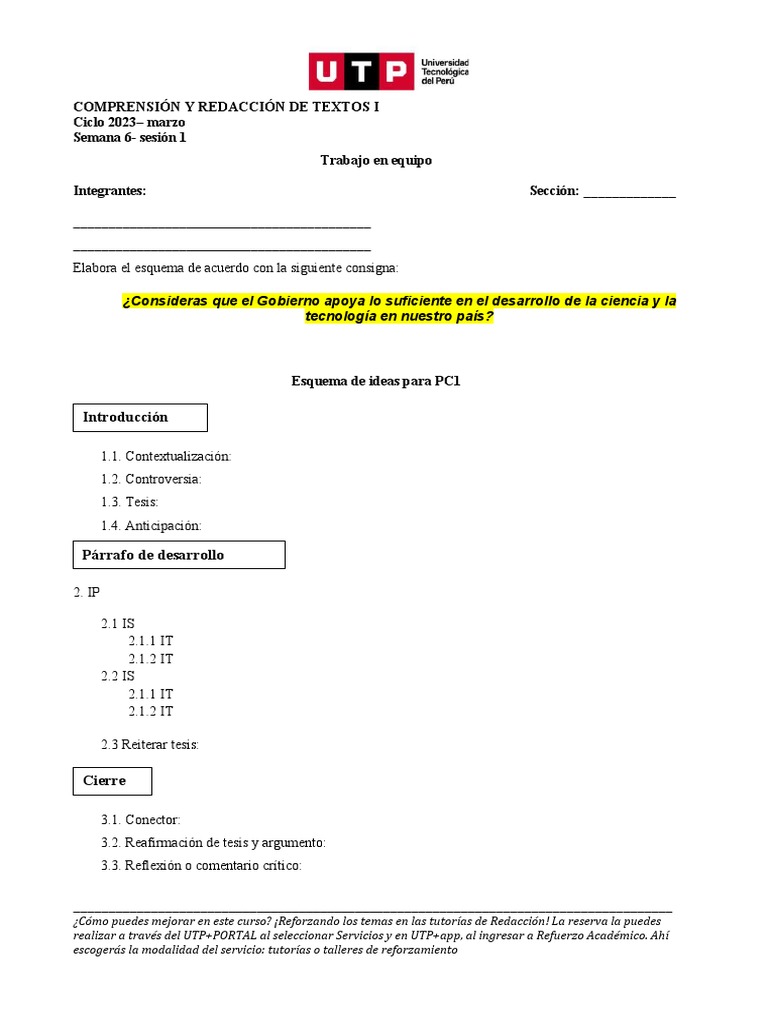S06.s1-Esquema para PC1 (Material) 2023 Marzo | PDF | Negocios