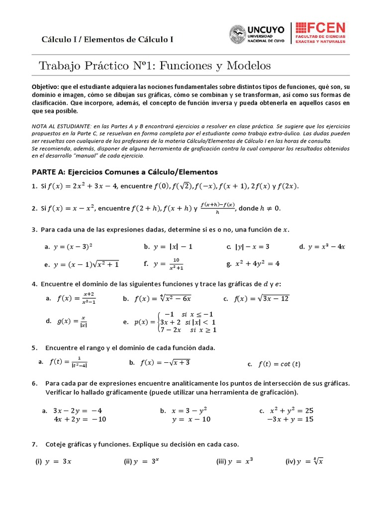 TP n1 Funciones y Modelos10 | PDF | Función (Matemáticas) | Matemáticas