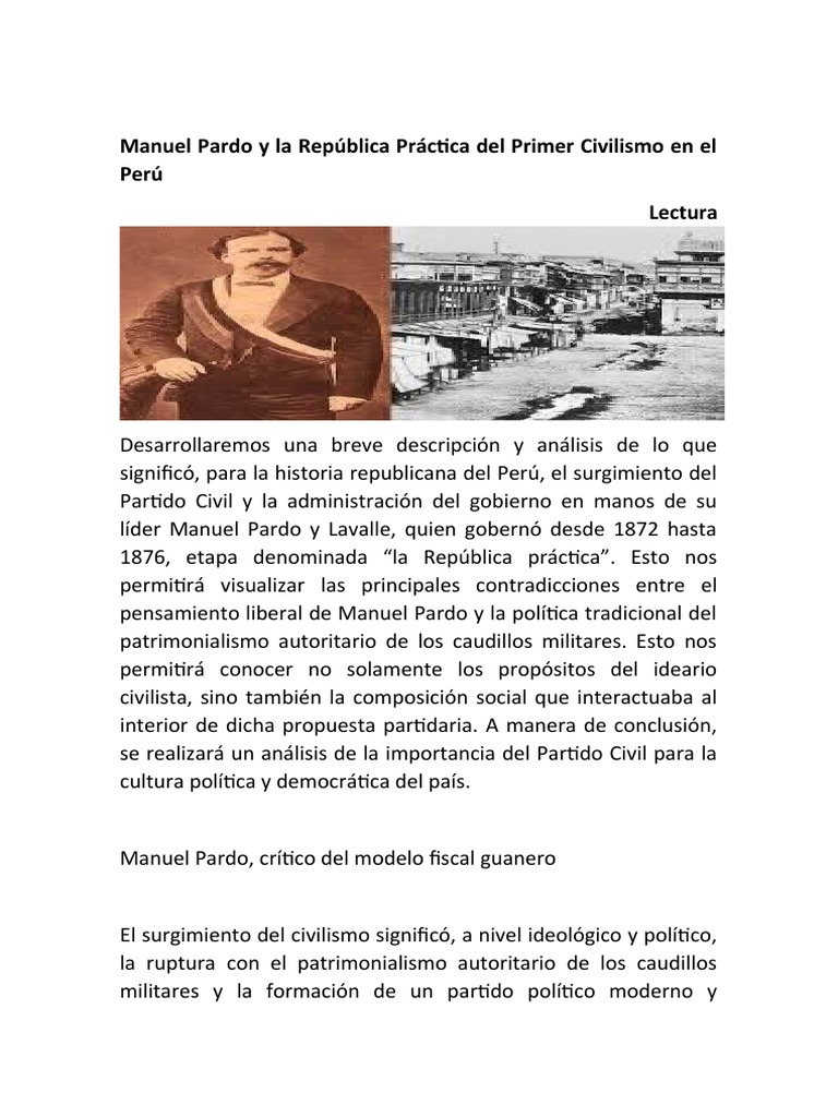 Lectura - Manuel Pardo y Lavalle - HP | PDF | Finanzas y dinero