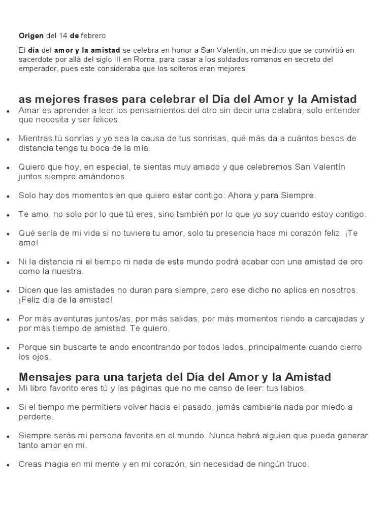 Mensaje Del Dia Del Amor y Amistad | PDF | Amor | día de San Valentín