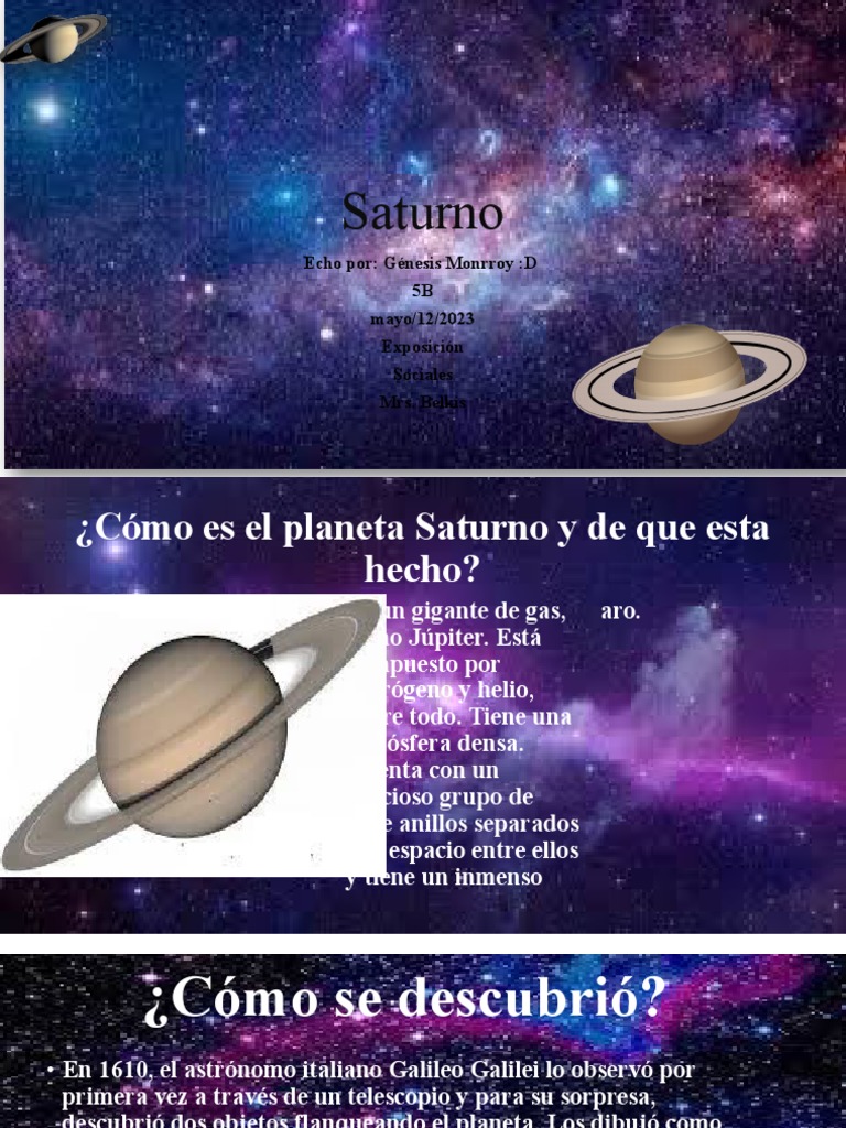 Exposición sobre Saturno para niños | PDF | Saturno | Dom