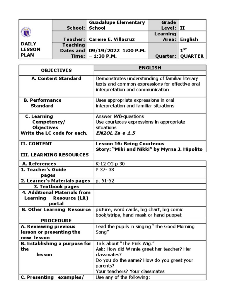 LP English Day 1 | PDF | Learning | Cognition