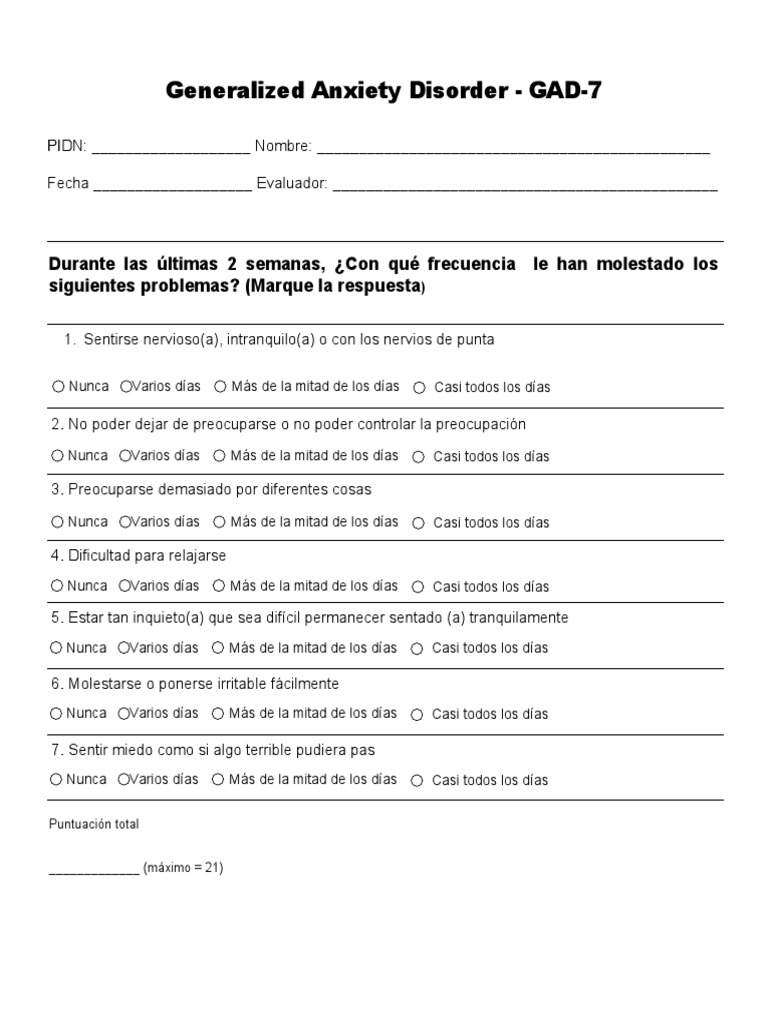 GAD7 | PDF